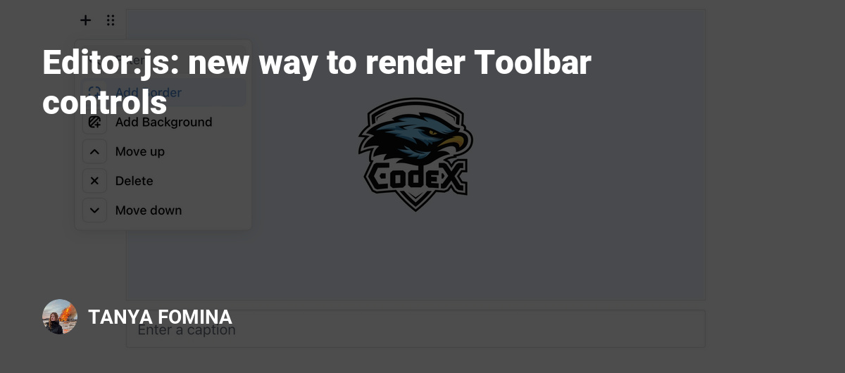 Editor.js: new way to render Toolbar controls