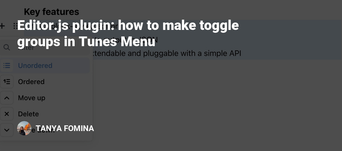 Editor.js plugin: how to make toggle groups in Tunes Menu